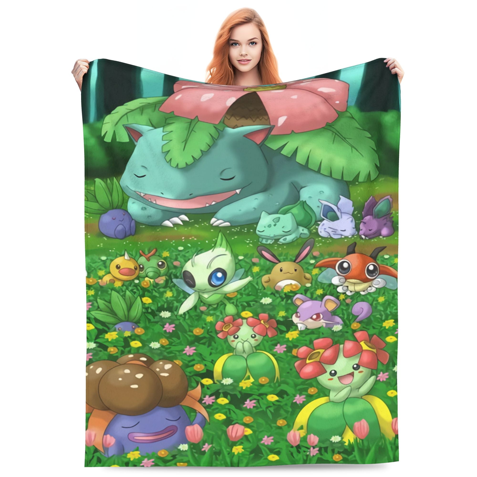Manta de dibujos animados de Bulbasaur, manta de vellón de lujo ultra ...