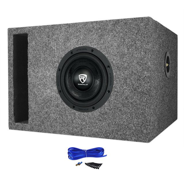 Rockville W8K6D4 V2 8" 1400 Watt Peak Car Subwoofer+Vented Sub Box ...