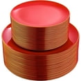 100PCS Red Plastic Plates Disposable Heavy Duty - Include 50 Dinner ...