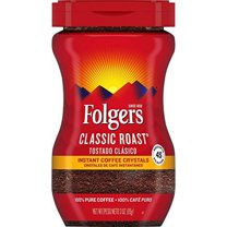 Folgers Classic Roast Instant Coffee Crystals, 16-Ounce Easy Open Flip-Top Jar, 100% Pure Coffee ...