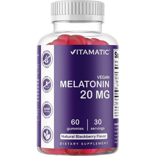 Vitamatic Melatonin 20mg Gummies for Adults, 30 Servings - 60 ...
