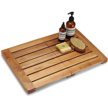 Designer Teak Shower Mat, Waterproof, Large, 32x20x2 for Bathroom, Pool ...