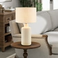 Kyrid 25.25'' Cream Ceramic Table Lamp for Living Room with Beige Linen ...
