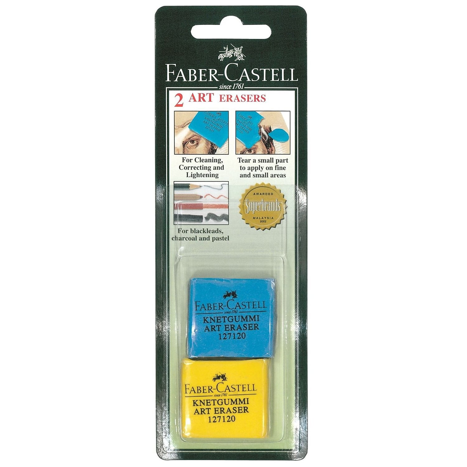 Faber-Castell Block Eraser Assorted Colors Dozen (15101-PK12) - Walmart.com