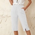 SROBPTY Womens Pants Solid Straight-Leg Side Slit with Pockets Linen ...