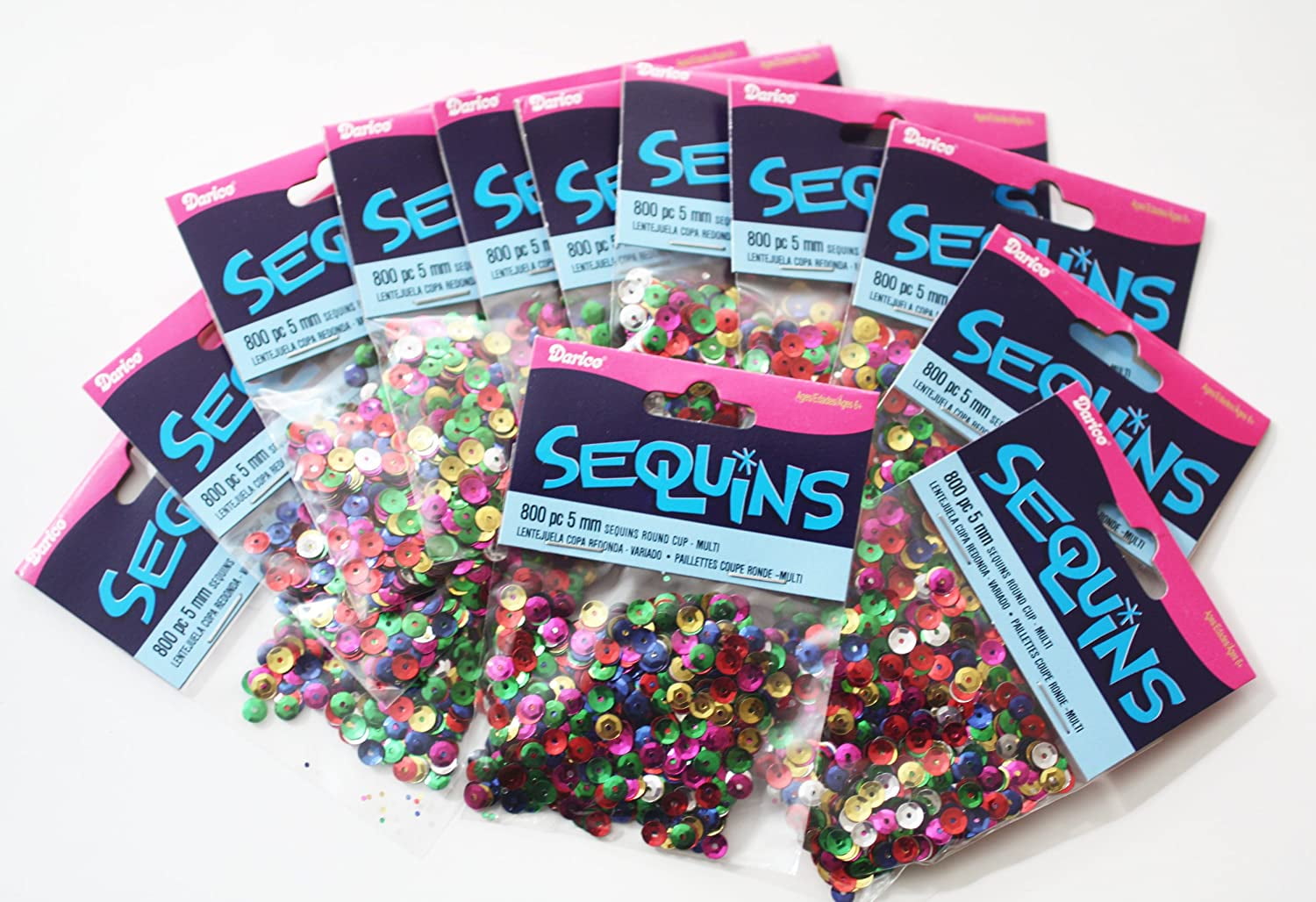 Darice BULK CRAFT SEQUINS 5mm cup ~ MIXED COLORS ~ 9600 pieces (12 ...