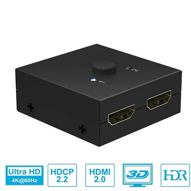 4K HDMI Switch 2x1 HDMI 2.0 Splitter 2 in 1 Out Switcher 1080P Full HD ...