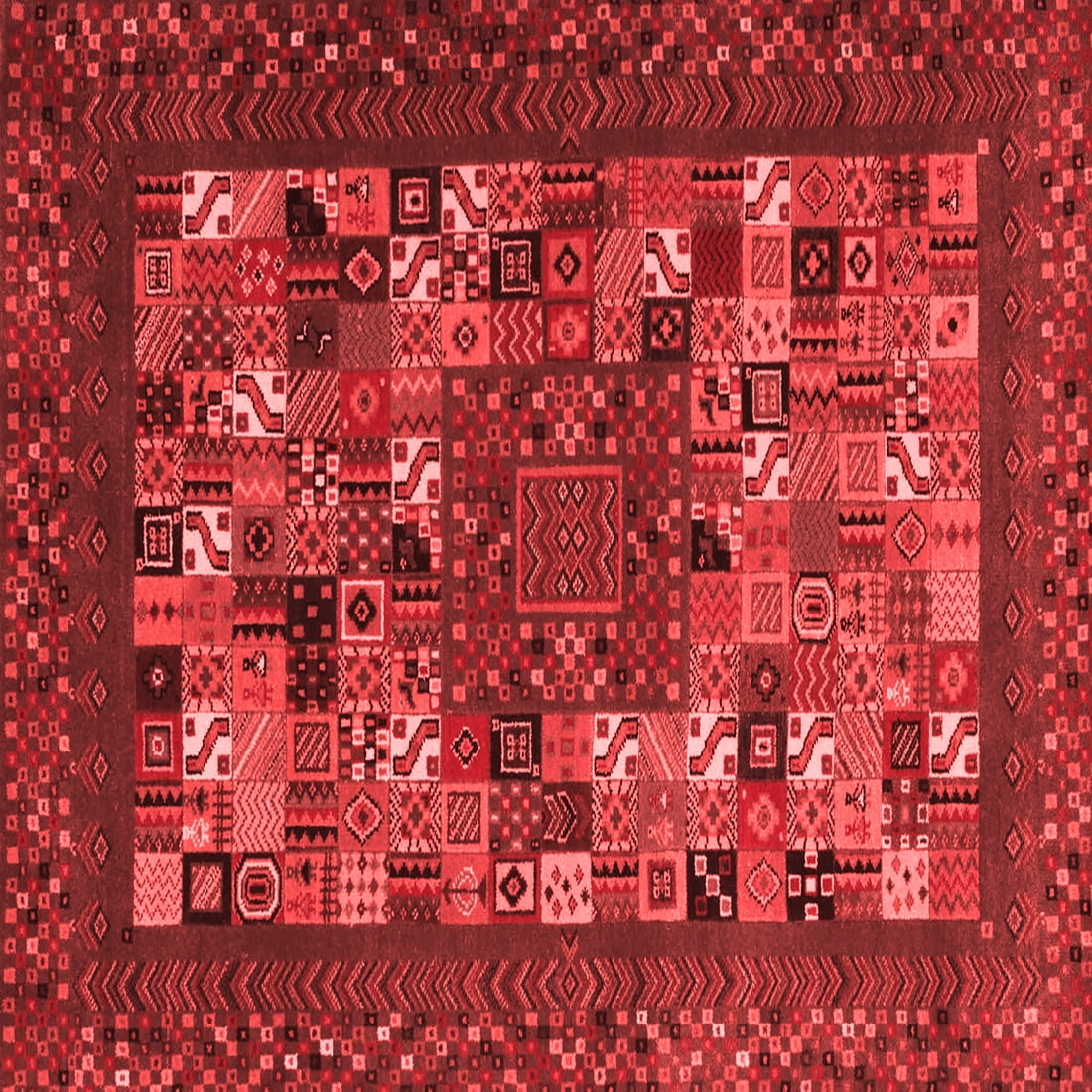 Ahgly Company Indoor Square Abstract Red Contemporary Area Rugs, 7 ...
