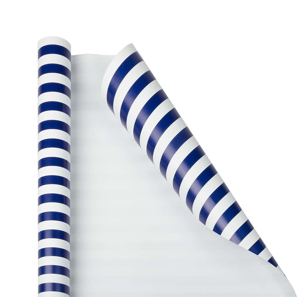 JAM Paper Striped Gift Wrapping Paper, 25 Sq Ft, Blue & White Stripes ...