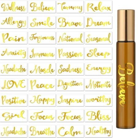 36 Pieces Vinyl Essential Oil Labels Waterproof Essential Oil Bottle ...