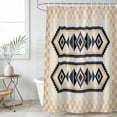 Blue Black Beige Shower Curtain Set - 48" x 72" Washable Bathtub ...