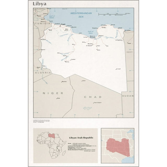 24"x36" Gallery Poster, cia map of libya 1976 - Walmart.com