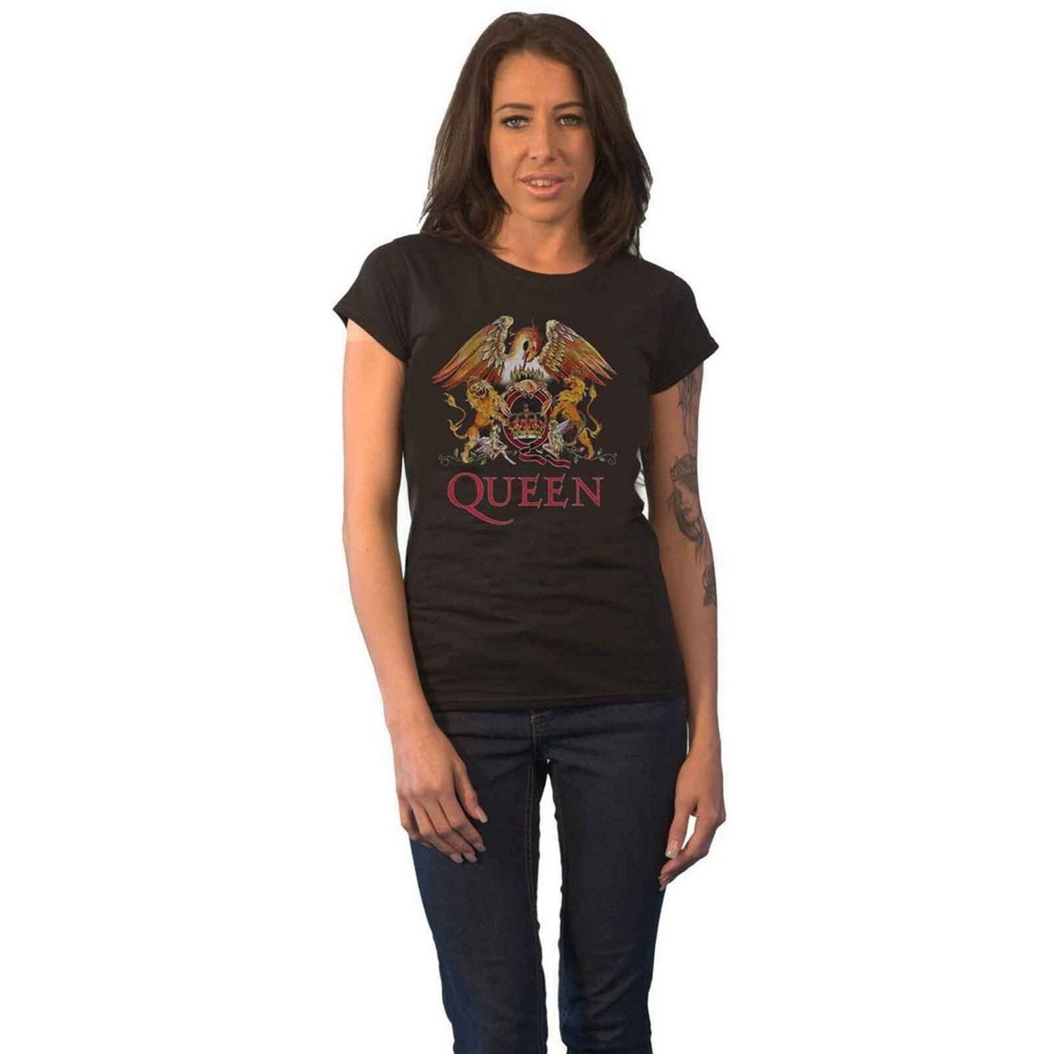 Click here for Queen Womens Classic Crest Cotton T-Shirt M prices