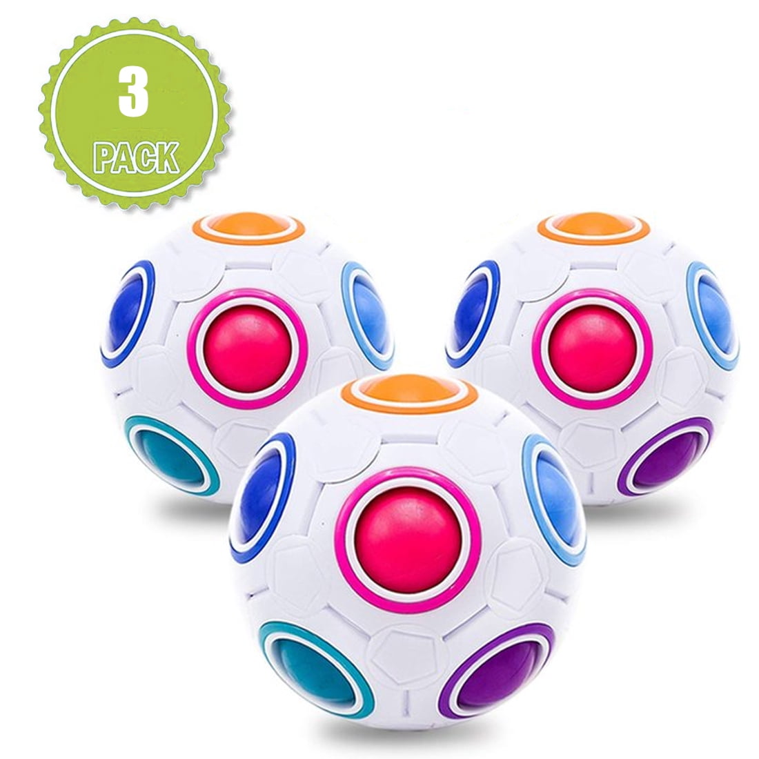 SUTENG 3 Pack Magic Rainbow Ball Challenging Puzzle Cube Fidget Toy 3D ...