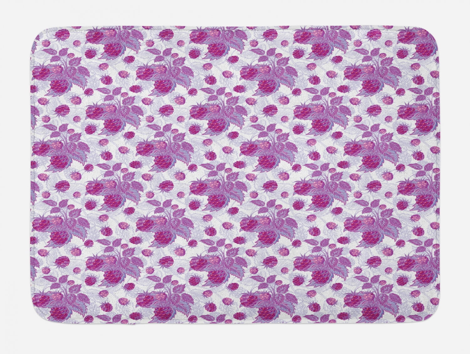 Mauve Bath Mat, Vibrant Raspberries Branches Leaves Freshening Nature ...