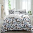 4 Piece Duvet Cover Set Queen, Blue Pumpkin on Wood Board Soft ...