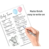 GENDER REVEAL Party Game — BABY TRIVIA Game — Pack of 25 — Elephant Pink or Blue Fun Baby Facts ...