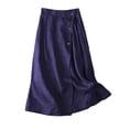 Skirts for Women, Linen Blend A-Line Midi Skirt, Button Front Wrap ...