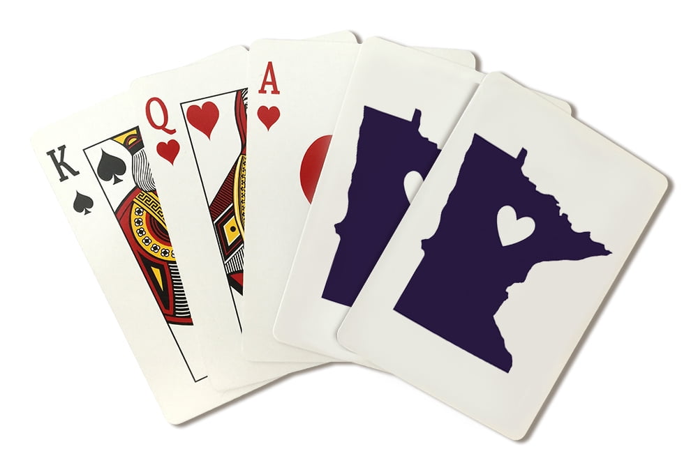 Minnesota, State Outline and Heart, Lantern Press, Premium Playing ...
