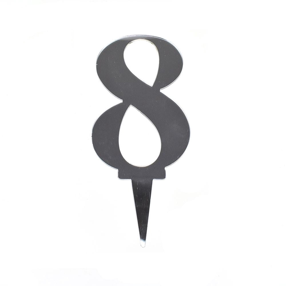 Number 8 Mirrored Acrylic Cake Topper, 6-1/2-Inch - Walmart.com