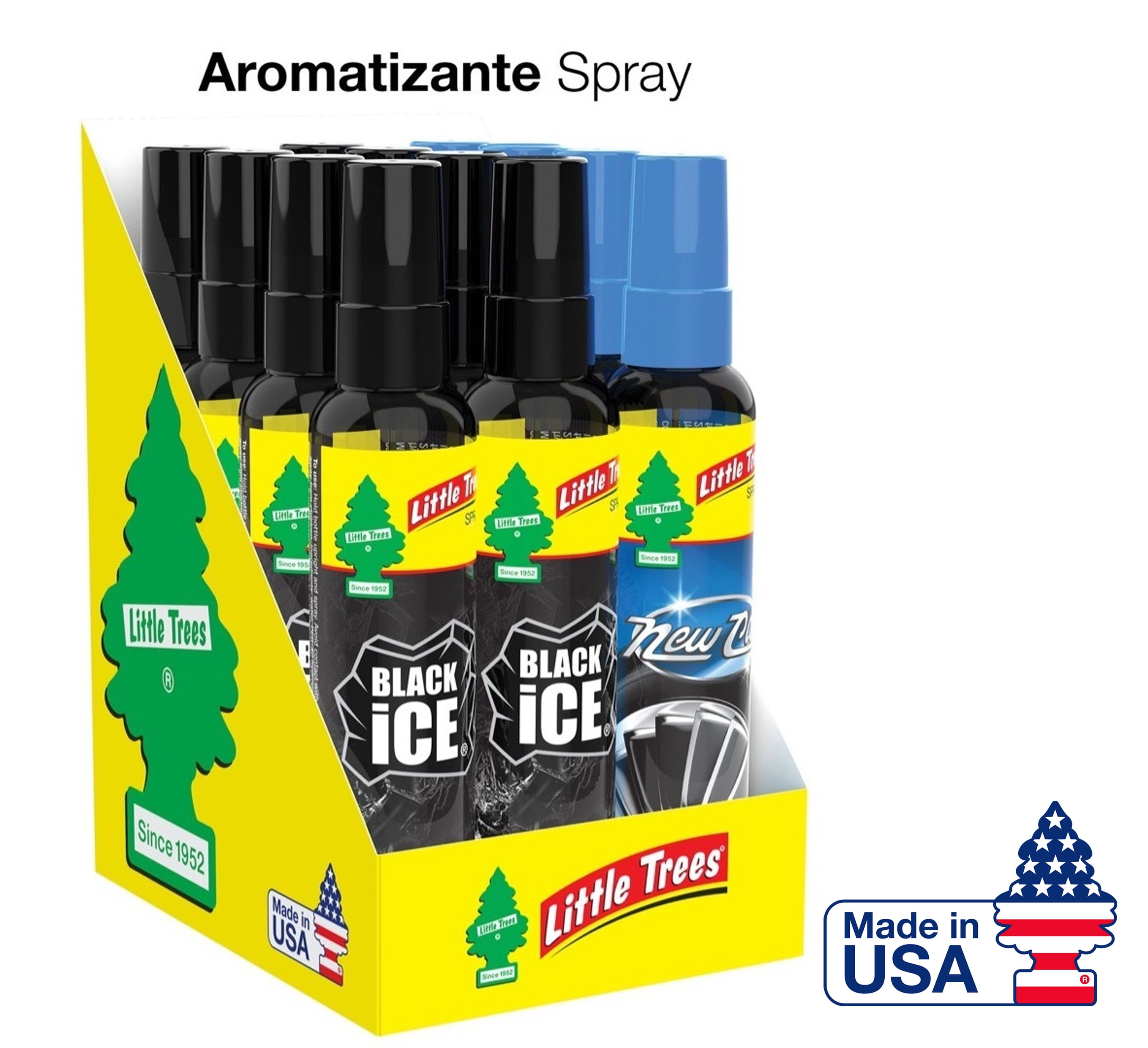 Little Trees aromatizantes en spray 12 piezas - Aroma Black Ice y New ...