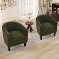 Bonzy Home Accent Barrel Chair Set of 2, Teddy Fleece Upholstered Club ...