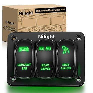 Nilight 8 Gang Rocker Switch Panel 5Pin on off Toggle Switch Aluminum ...