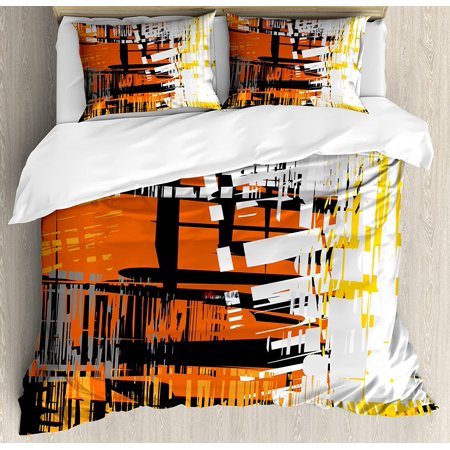 Abstract Duvet Cover Set, Absurd Striped Modern Artwork Expressionist ...