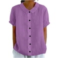 ClodeEU Women's Peter Pan Collar Short Sleeve Button Down Blouse,Casual ...