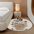 6ft Round Rug Watercolor Purple Floral Area Rugs for Living Room ...