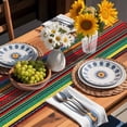 Boho Table Runner, Bohemian Colorful Stripes Retro Abstract Rainbow ...