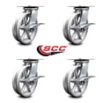 8 Inch Heavy Duty V Groove Semi Steel Caster Set with Roller Bearings ...