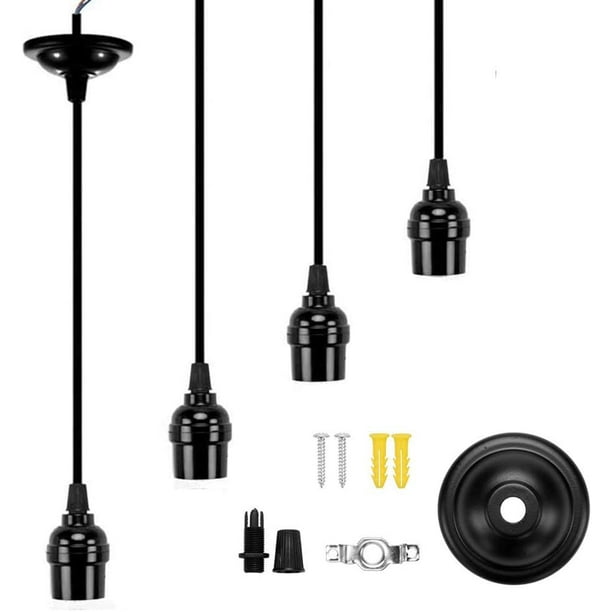 4 Pack Pendant Light Kit Cord E26 Edison Base Industrial Hanging Light ...