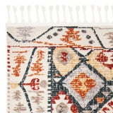 SAFAVIEH Farmhouse Flannery Aztec Fringe Area Rug, Ivory/Navy, 6'3" x 6 ...