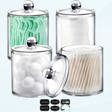 4 Pack Vanity Jar Storage Set, Clear Plastic Apothecary Container ...