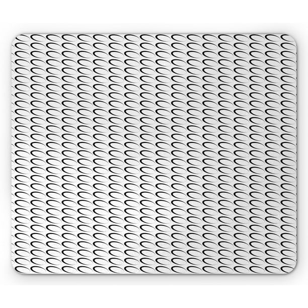 Black and White Mouse Pad, Minimal Pattern with Slanted Oval Shapes ...
