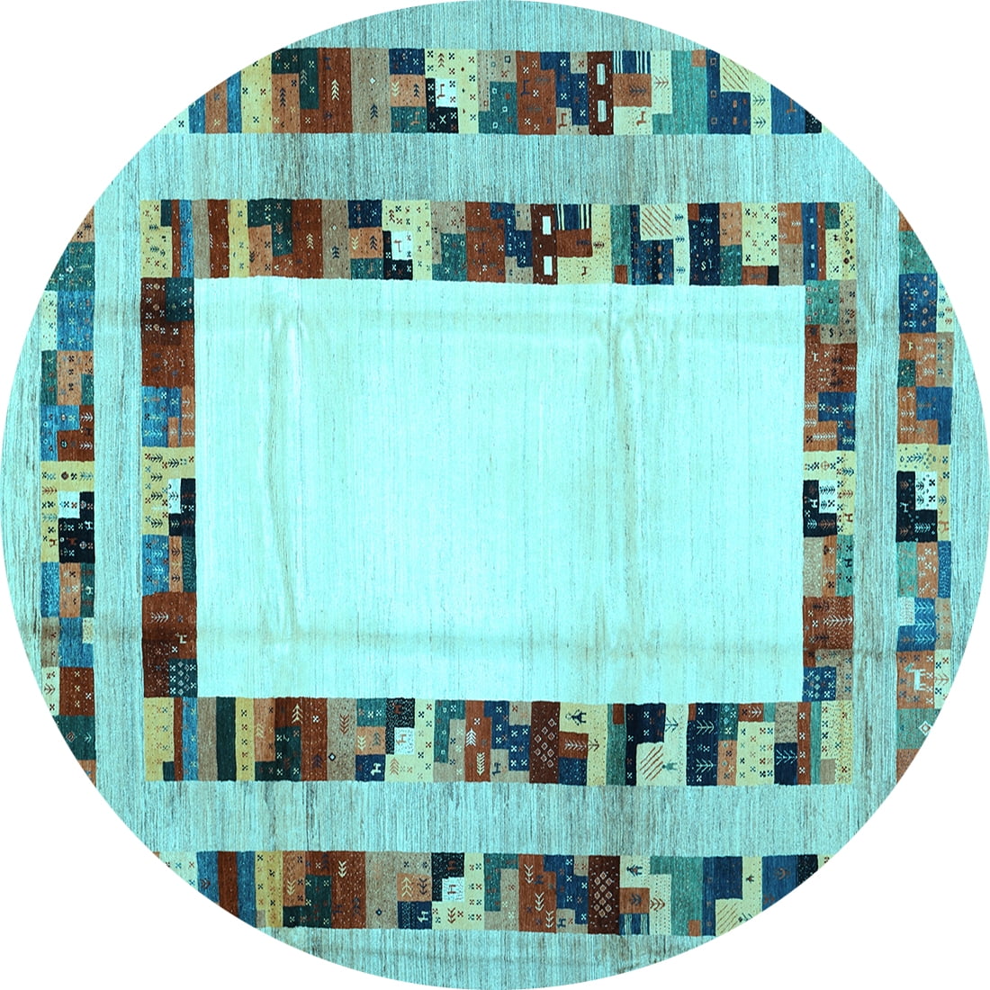 Ahgly Company Indoor Round Abstract Light Blue Contemporary Area Rugs ...