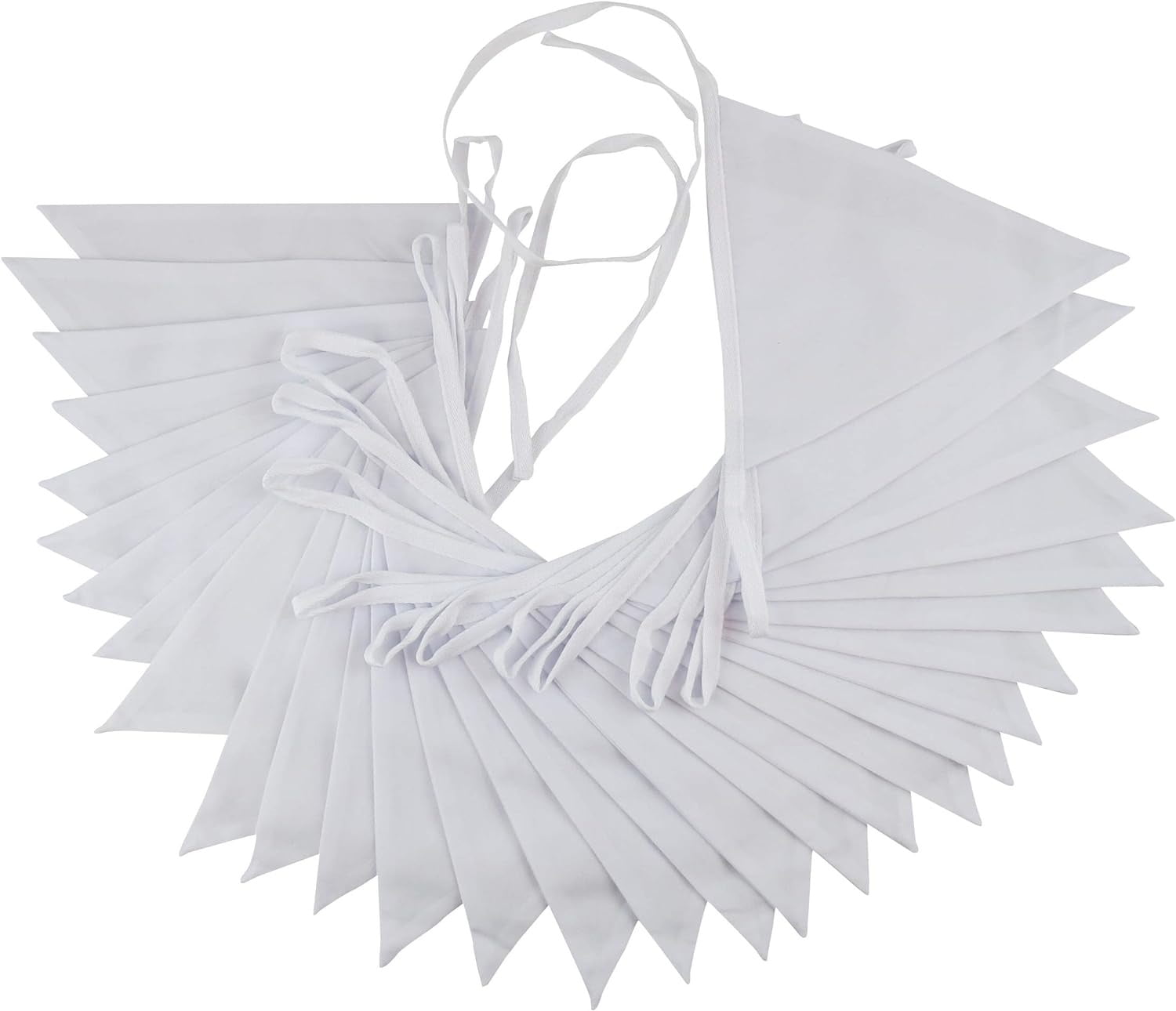 10 m/32 pies 36 piezas banderines triangulares blancos boda doble capa ...