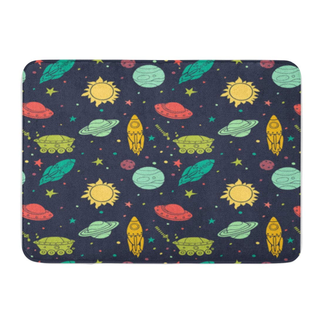 SIDONKU Colorful Doodle Spaceship Rockets Planets and Stars Childish ...