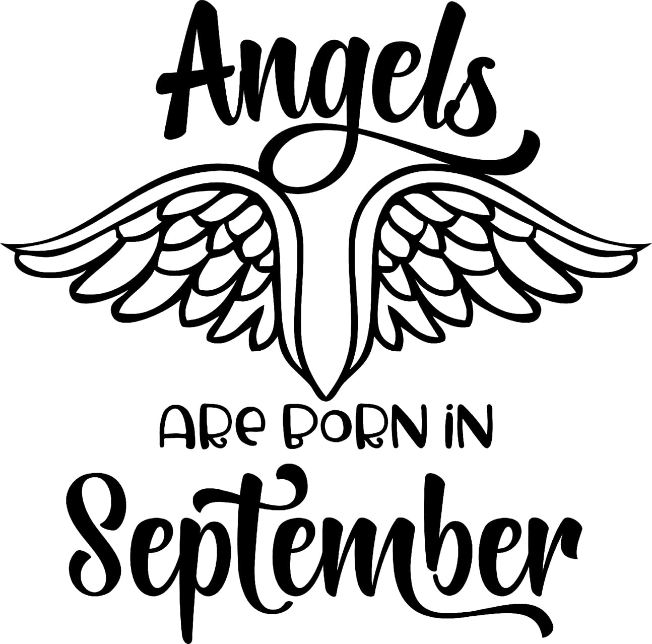 Angels Are Born In September Angel Wings Feather Guardian Wall Decals ...
