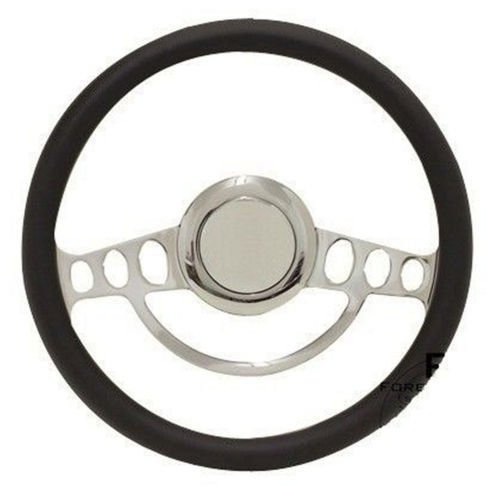 Hot Rod Street Rod Rat Rod Chrome & Black Vinyl Steering Wheel 14" Nine ...
