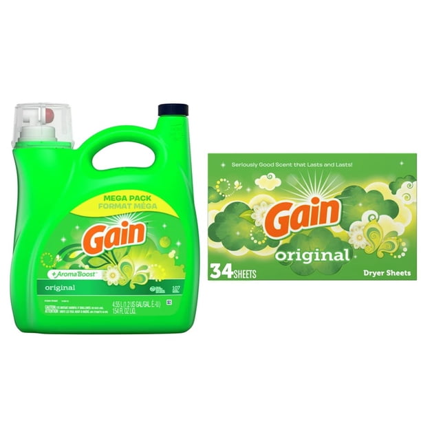 Gain + Aroma Boost Liquid Laundry Detergent & Gain Fabric Softener ...