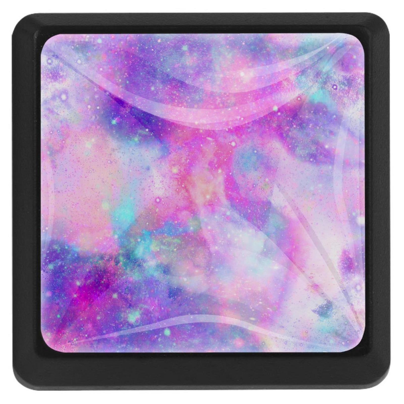 3 Pack Marbled Galaxy Square Cabinet Door Knobs Decor for Cupboard ...