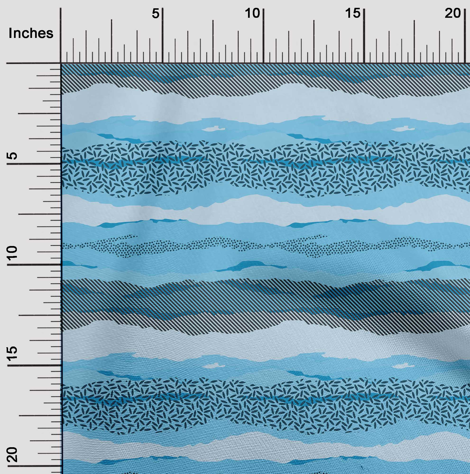 oneOone Viscose Chiffon Sky Blue Fabric Abstracts Sewing Material Print ...