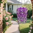 Artificial Flowers with Hanging Basket, Outdoor Faux Plants Silk ...
