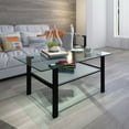 Holaki 39.37" Modern Simple Rectangle Glass Coffee Table, Living Room ...