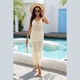 Aellinatey Womens Hollow Out Crochet Fringe Sleeveless Bodycon Long ...