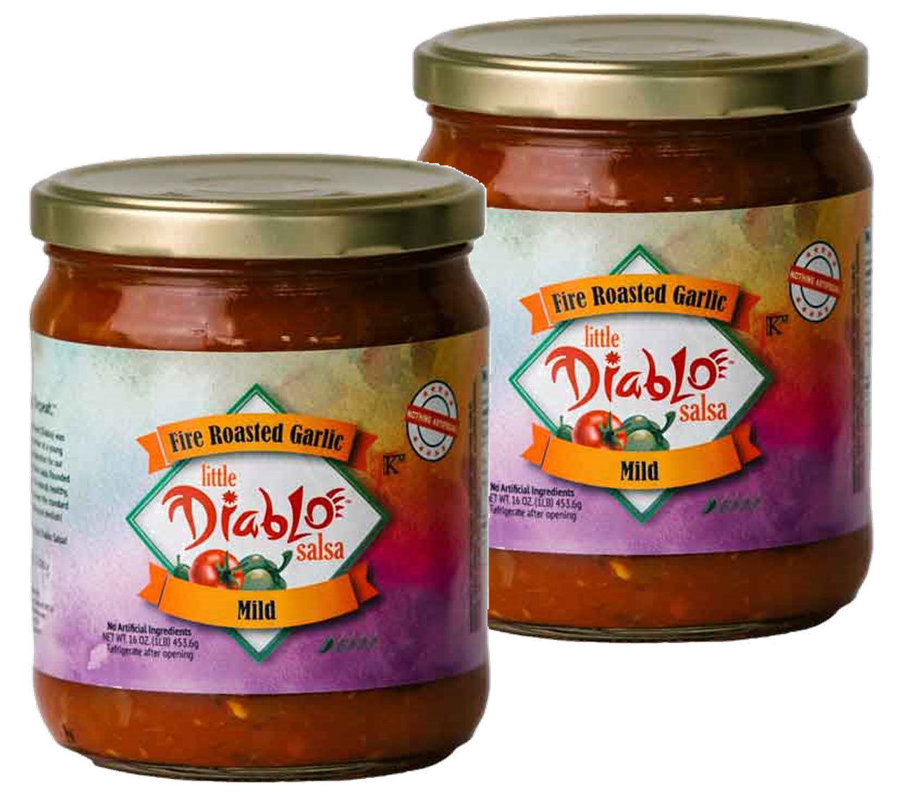 Little Diablo Fire Roasted Garlic Mild Salsa, 2-Pack 16 oz. Glass Jars ...