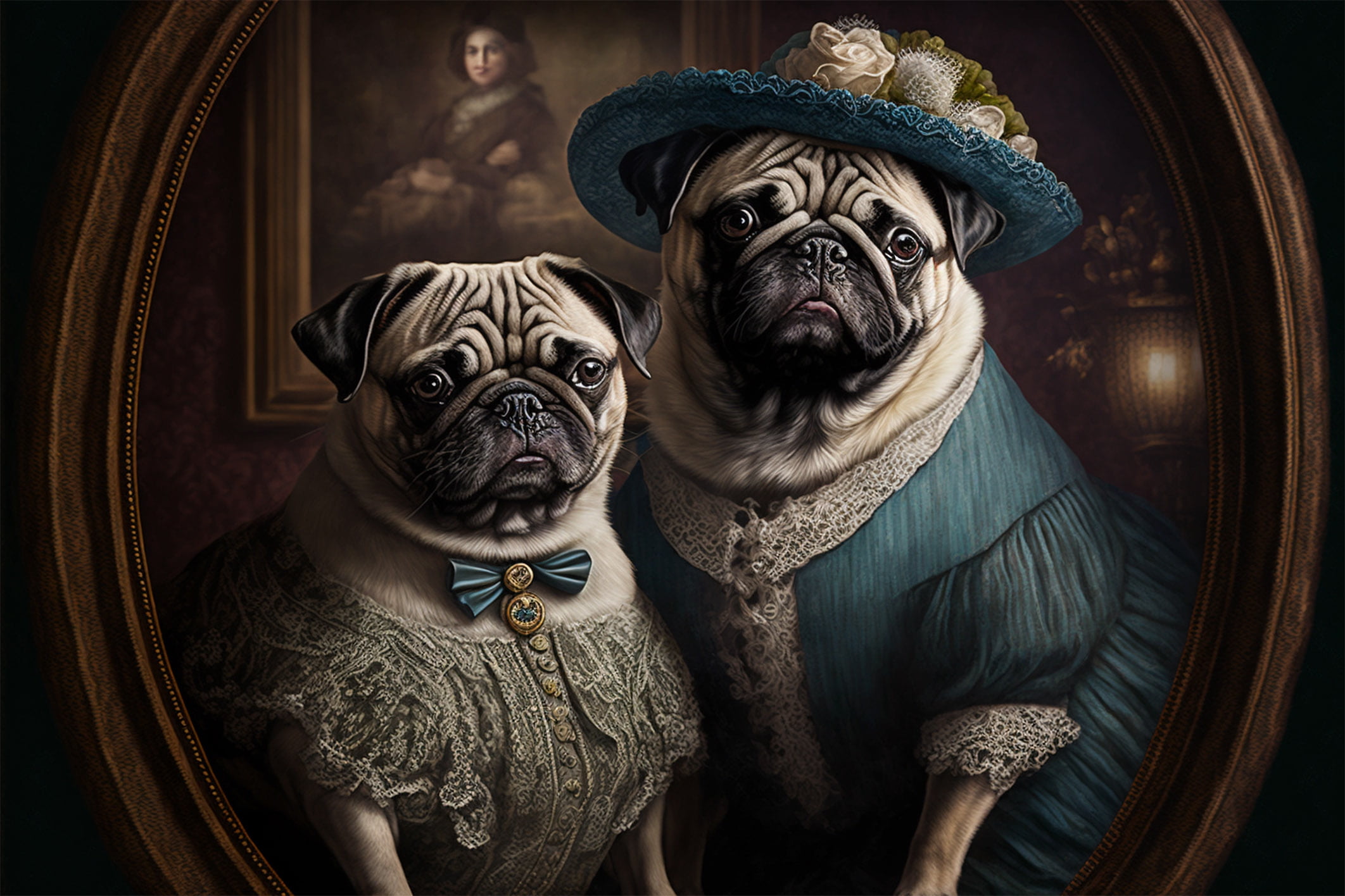 24x36 gallery poster, Victorian Pugs p4 - Walmart.com