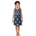 Blue and Blue Rhombus Sleeveless Dress A-Line One-Piece Dress Quick Dry ...